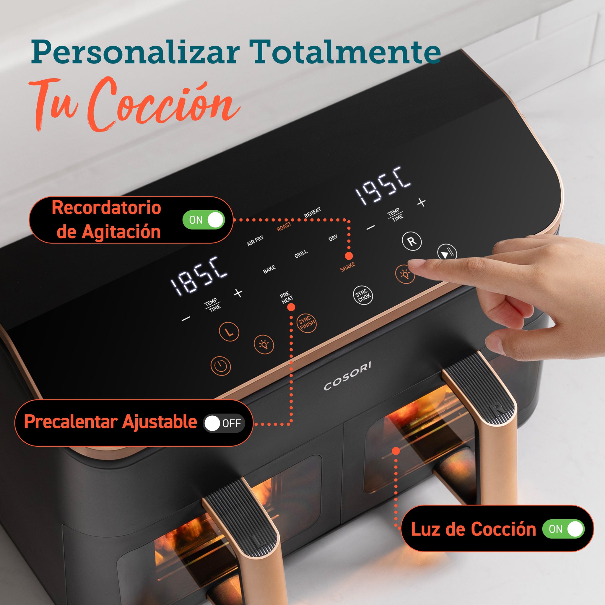 Cosori Freidora de Aire Grande con Doble Cesta 8,5L Air Fryer